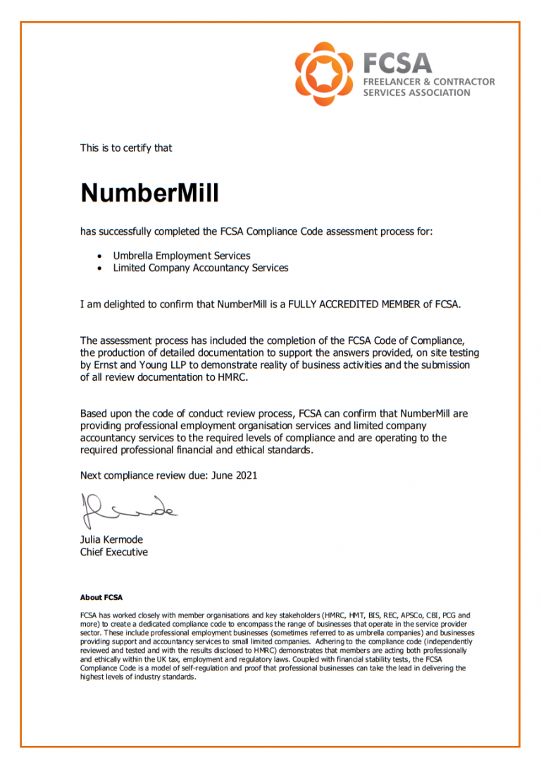 NumberMill passed its FCSA with flying colours again! - NumberMill